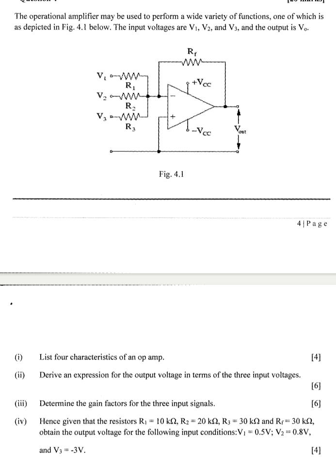 Solved The operational amplifier may be used to perform a | Chegg.com