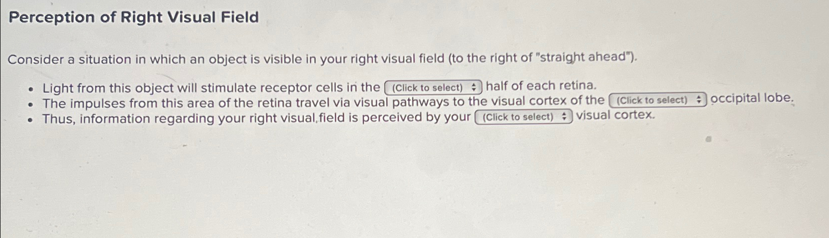 Solved Perception of Right Visual FieldConsider a situation | Chegg.com