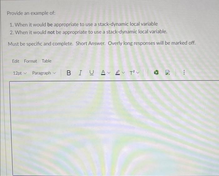 Solved Provide an example of: 1. When it would be | Chegg.com