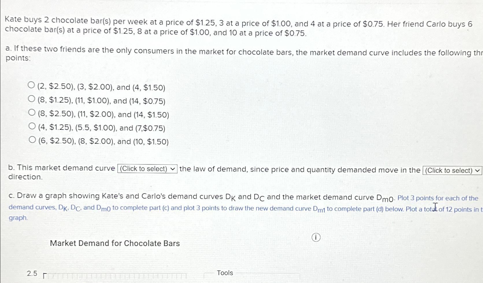 Solved Kate buys 2 ﻿chocolate bar(s) ﻿per week at a price of | Chegg.com