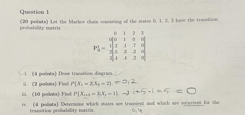 Solved by an EXPERT Question 1(20 ﻿points) ﻿Let the Markov chain | Chegg.com