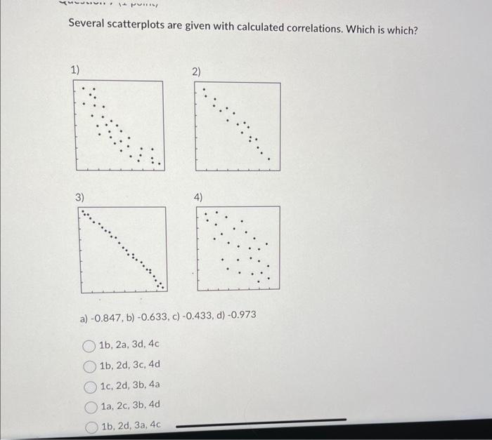 Solved Several scatterplots are given with calculated | Chegg.com