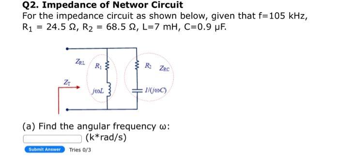Solved Q2. Impedance of Networ Circuit For the impedance | Chegg.com