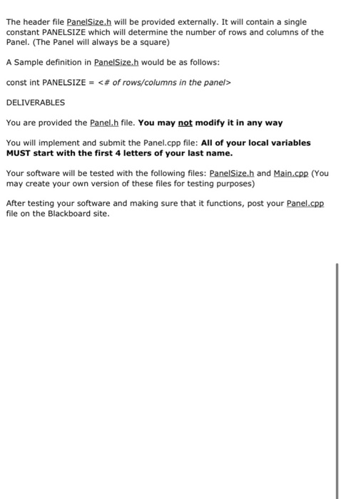 Solved Implement the class called Panel which contains the | Chegg.com
