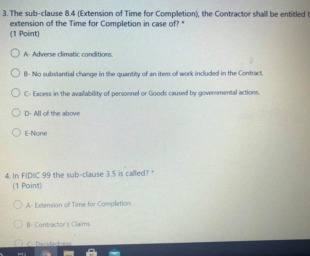 Solved 3. The sub-clause 8.4 (Extension of Time for | Chegg.com