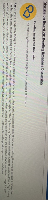 Solved Discussion Board 2B: Reading Response Discussion | Chegg.com