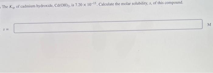 Solved The Ksp of cadmium hydroxide, Cd(OH)2, is | Chegg.com