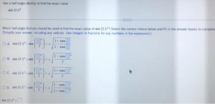 Solved Use a hal-angle identity to find the exact value | Chegg.com