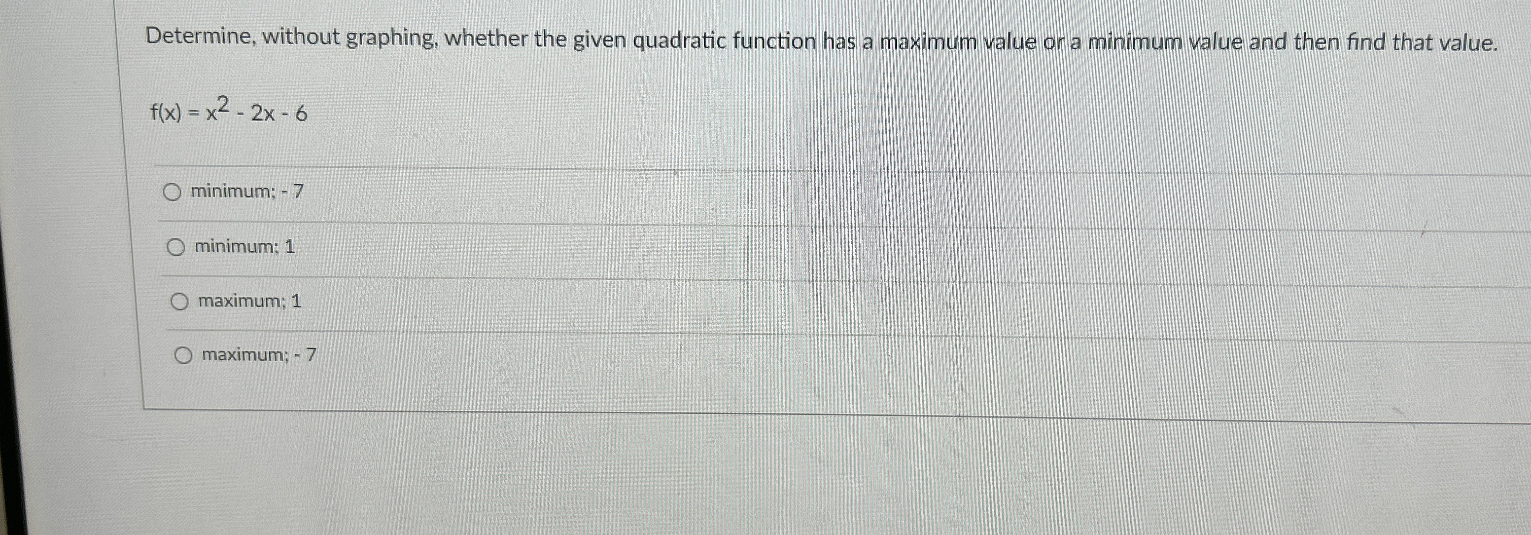 Solved Determine, without graphing, whether the given | Chegg.com