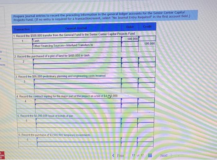 Exercise 5-26 (Static) Capital Projects Transactions | Chegg.com
