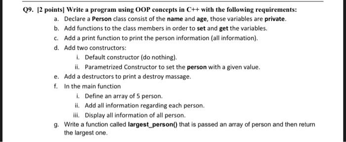 Solved 9 2 Points Write A Program Using Oop Concepts In 1407