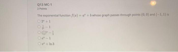 Solved The exponential function f(x)=a2+8 whose graph passes | Chegg.com