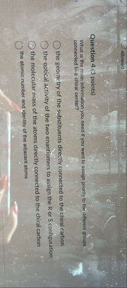 Solved Question 4 (3 ﻿points)What is the main information | Chegg.com