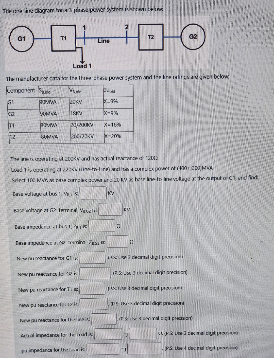 Solved The one-line diagram for a 3-phase power system is | Chegg.com