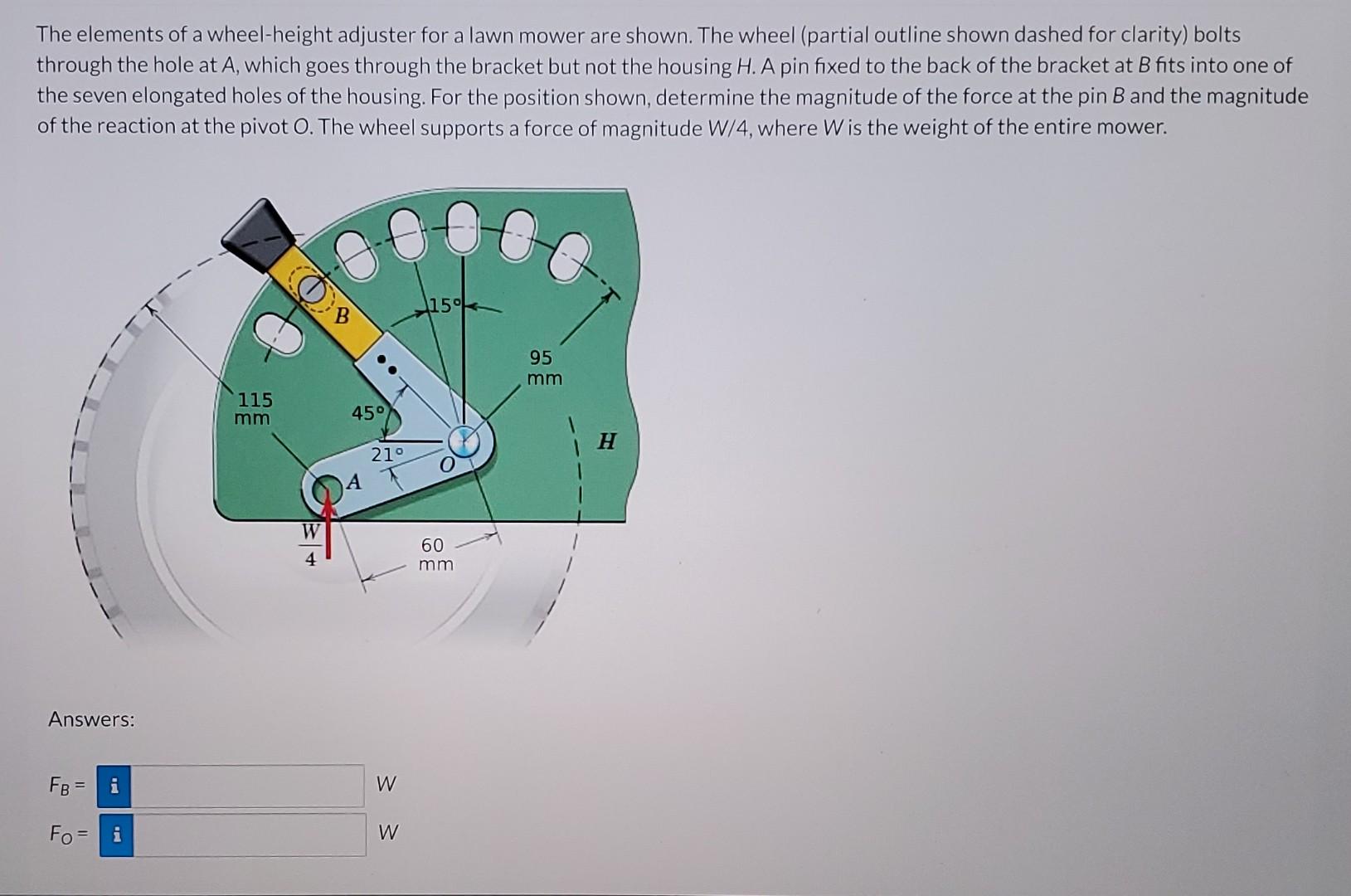 Solved The elements of a wheel-height adjuster for a lawn | Chegg.com
