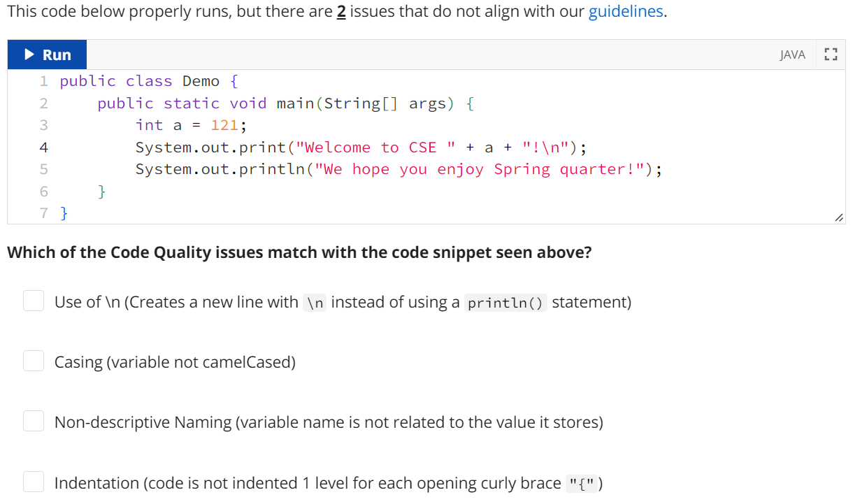 Solved This code below properly runs, but there are 2? | Chegg.com