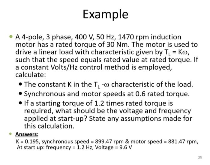 Solved Example • A 4-pole, 3 phase, 400 V, 50 Hz, 1470 rpm | Chegg.com
