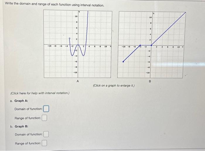 Solved Write the domain and range of each function using | Chegg.com