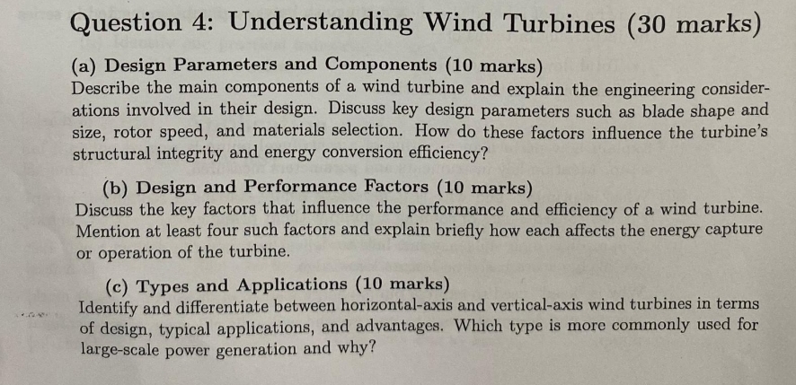 Solved Question 4: Understanding Wind Turbines (30 | Chegg.com