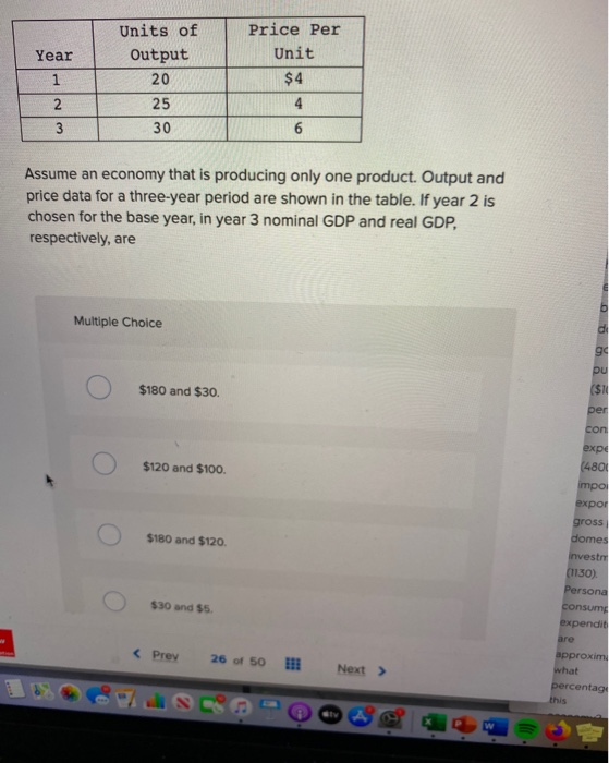 Solved Year 1 Units Of Output 20 25 30 Price Per Unit 4 4 6