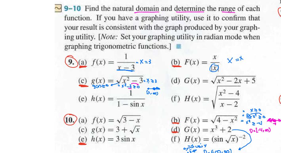 Solved I9-10 ﻿Find the natural domain and determine the | Chegg.com