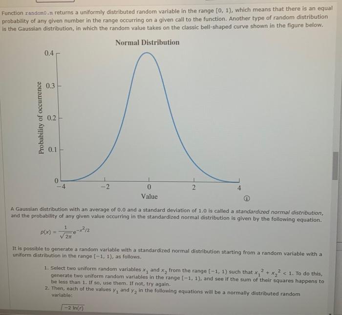 Solved Function random 0 .m retums a uniformly distributed | Chegg.com