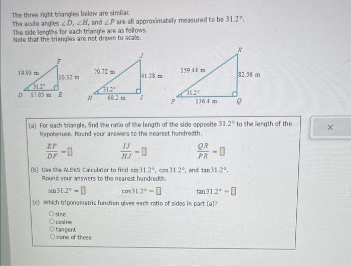 Solved Solve the right triangle. Round your answers to the | Chegg.com