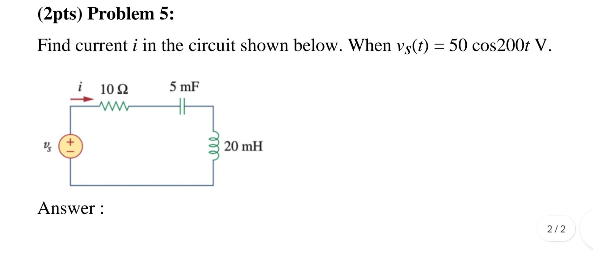 Solved Find current i in the circuit shown below. When | Chegg.com