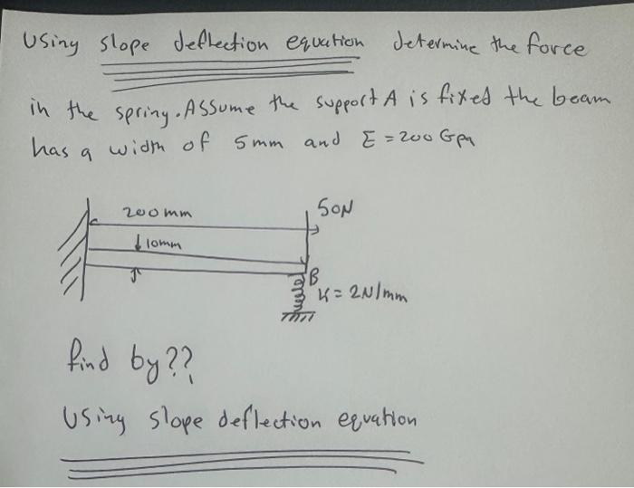 Using slope deflection equation determine the force | Chegg.com