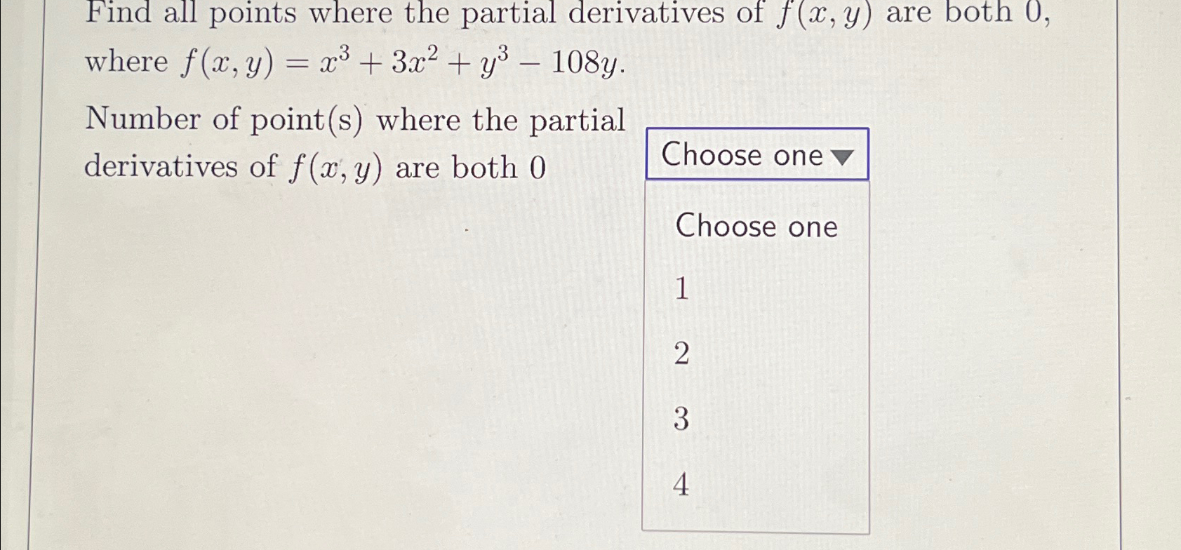 Solved Find all points where the partial derivatives of | Chegg.com