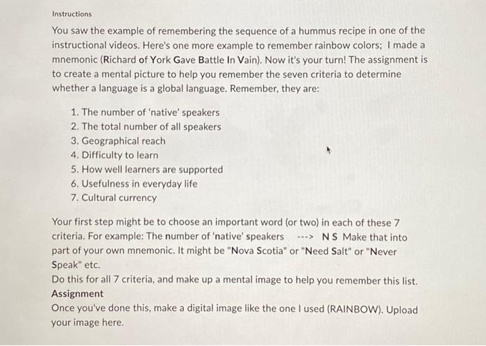 Instructions You saw the example of remembering the | Chegg.com