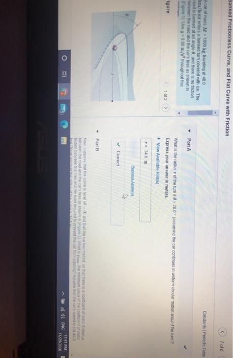 Solved Banked Frictionless Curve, and Flat Curve with | Chegg.com