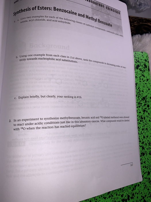 Solved PRE-LABORATORY EXERCISES is of Esters: Benzocaine and | Chegg.com