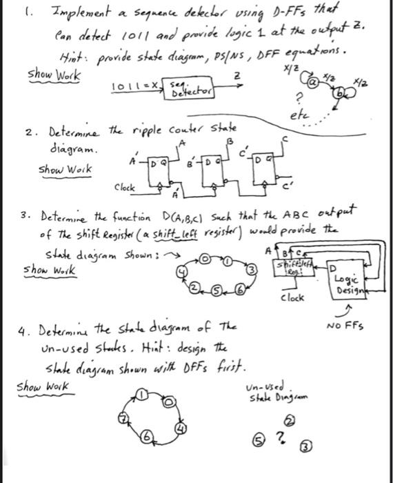Solved 1. Implement a sequence detector using D-Ffs that can | Chegg.com