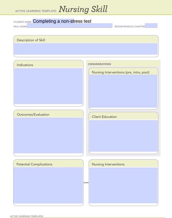 Solved active learning template: Nursing Skill student name | Chegg.com