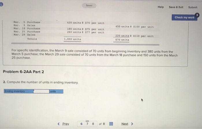 Solved Required information Problem 6-1A Perpetual: | Chegg.com
