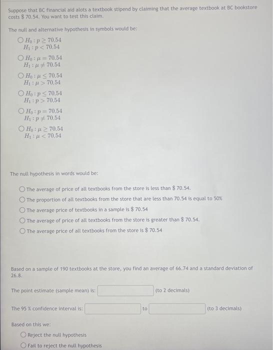 Solved Suppose that BC financial aid alots a textbook | Chegg.com