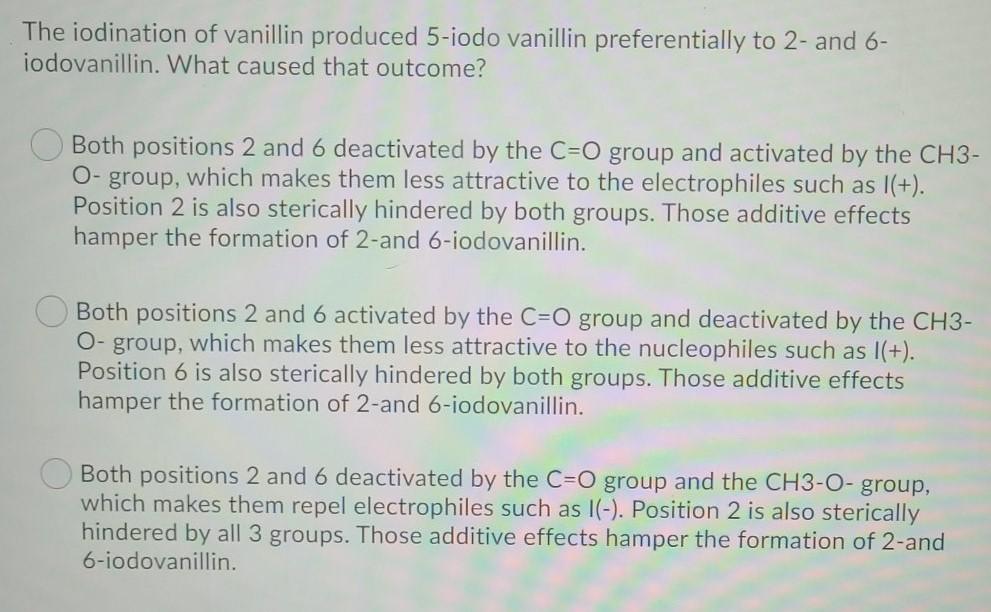 Solved H Vanillin H 5- odovanilin 6-lodovanillin | Chegg.com