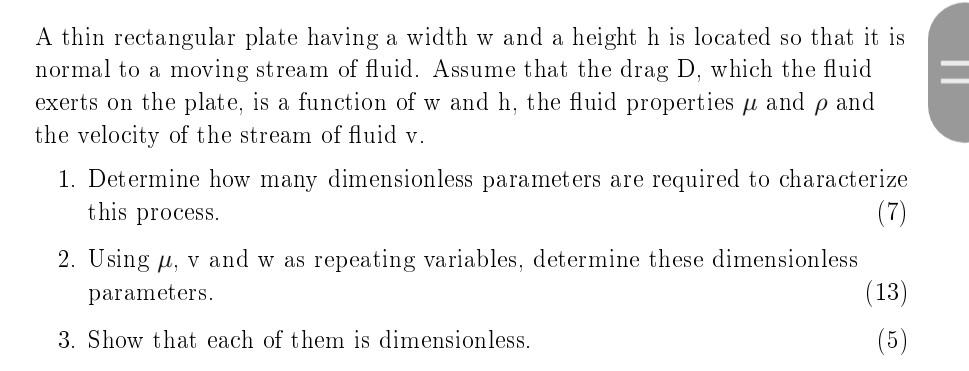 Solved A thin rectangular plate having a width w and a | Chegg.com