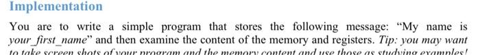 Solved Implementation You are to write a simple program that | Chegg.com