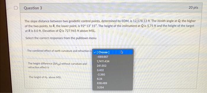 Solved The slope distance between two geodetic control | Chegg.com