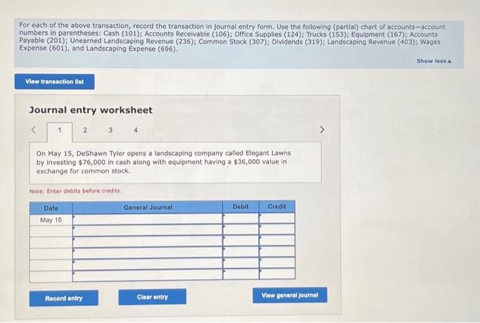 Solved For each transaction, (1) analyze the transaction | Chegg.com