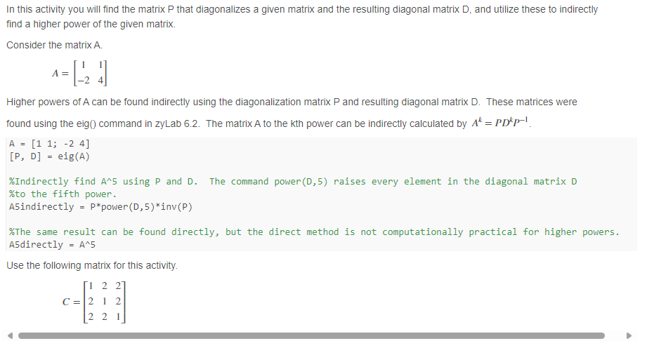 6.5.1 ﻿MATLAB: Diagonalizatio In this activity you | Chegg.com