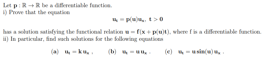Solved Let p:R→R ﻿be a differentiable function.i) ﻿Prove | Chegg.com
