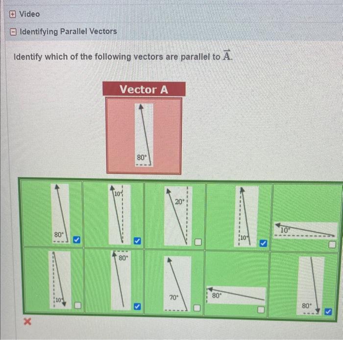Solved Video Identifying Parallel Vectors Identify which of | Chegg.com