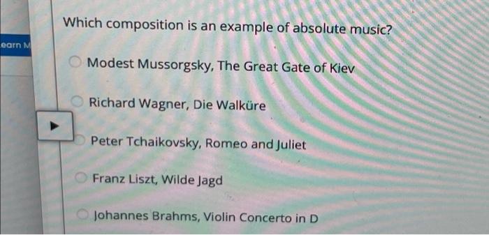 Which composition is an example of absolute music? | Chegg.com