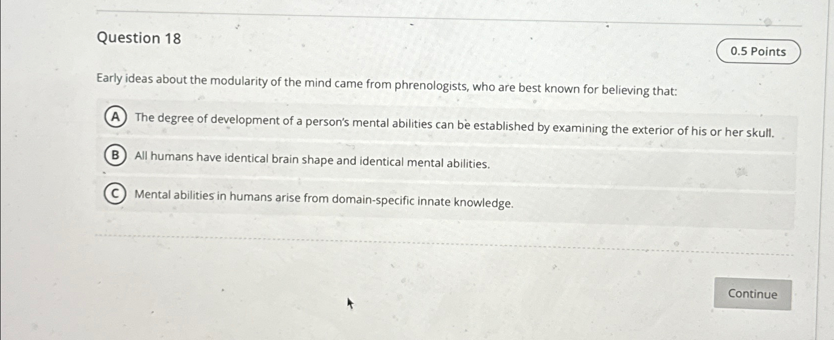 Solved Question 18Early ideas about the modularity of the | Chegg.com