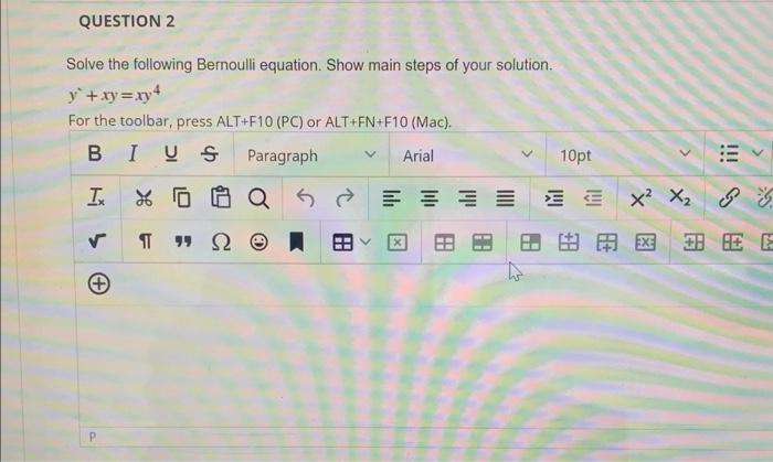Solved Solve the following Bernoulli equation. Show main | Chegg.com
