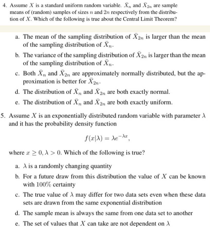 Solved Assume x ﻿is a standard uniform random variable. x‾n | Chegg.com
