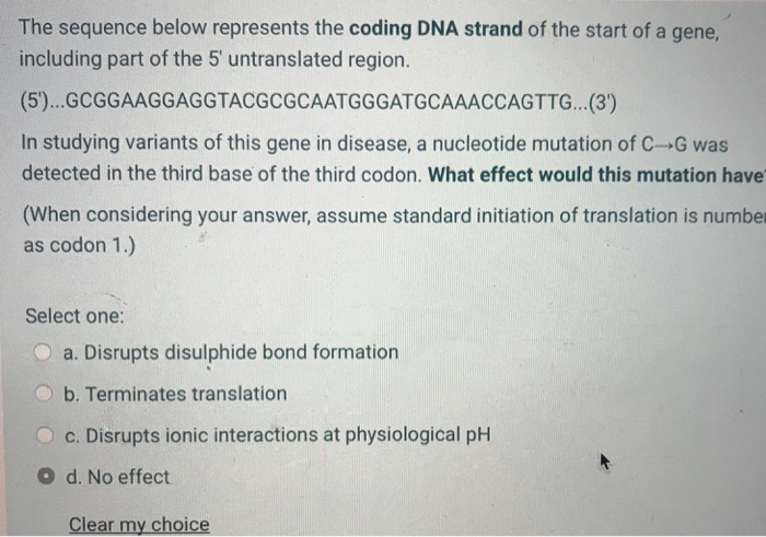 Solved The sequence below represents the coding DNA strand | Chegg.com
